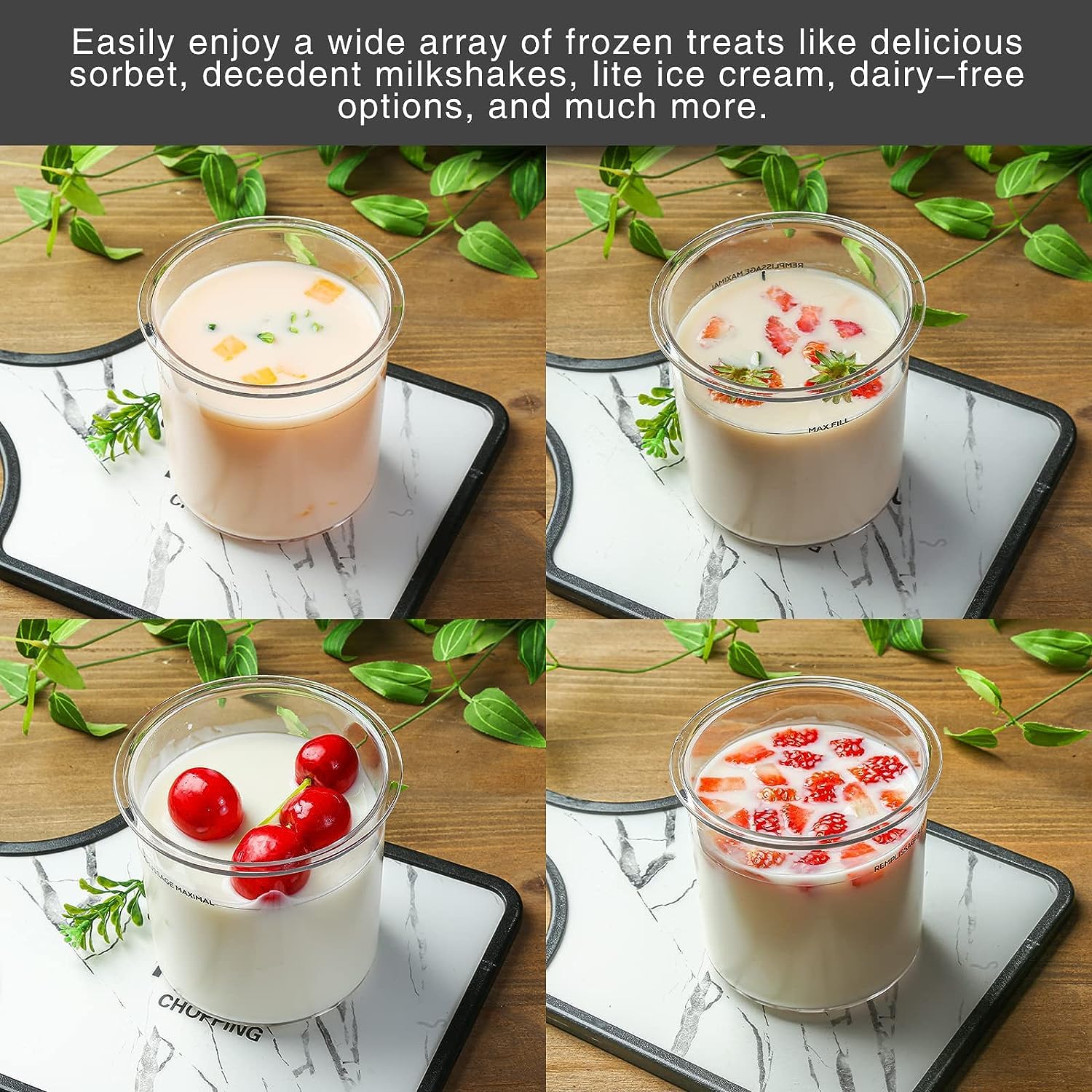 AMPtaan Creami Pints and Lids Compatible with NC301 NC300 NC299AMZ Series Ice Cream Maker - Dishwasher Safe
