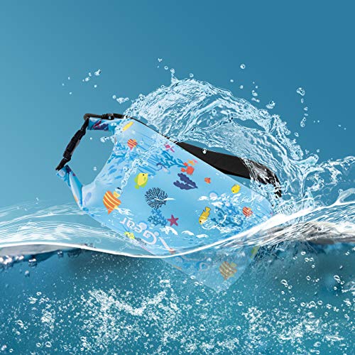 OMGear Waterproof Dry Bag Camping Gear Must Haves Dry Sack With Phone Pouch 40L/30L/20L/10L/5L Essentials for Kayaking Beach Boating River Paddling (Blue Fish,2L)