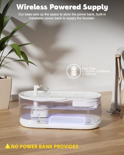 YauYik Cat Water Fountain with Wireless Pump, 78 fl oz/2.3L Ultra-Quiet Automatic Pet Water Fountains for Cats and Dogs, Cat Dispenser Bowl for Drinking with Smart LED Light & 3 Flow Modes