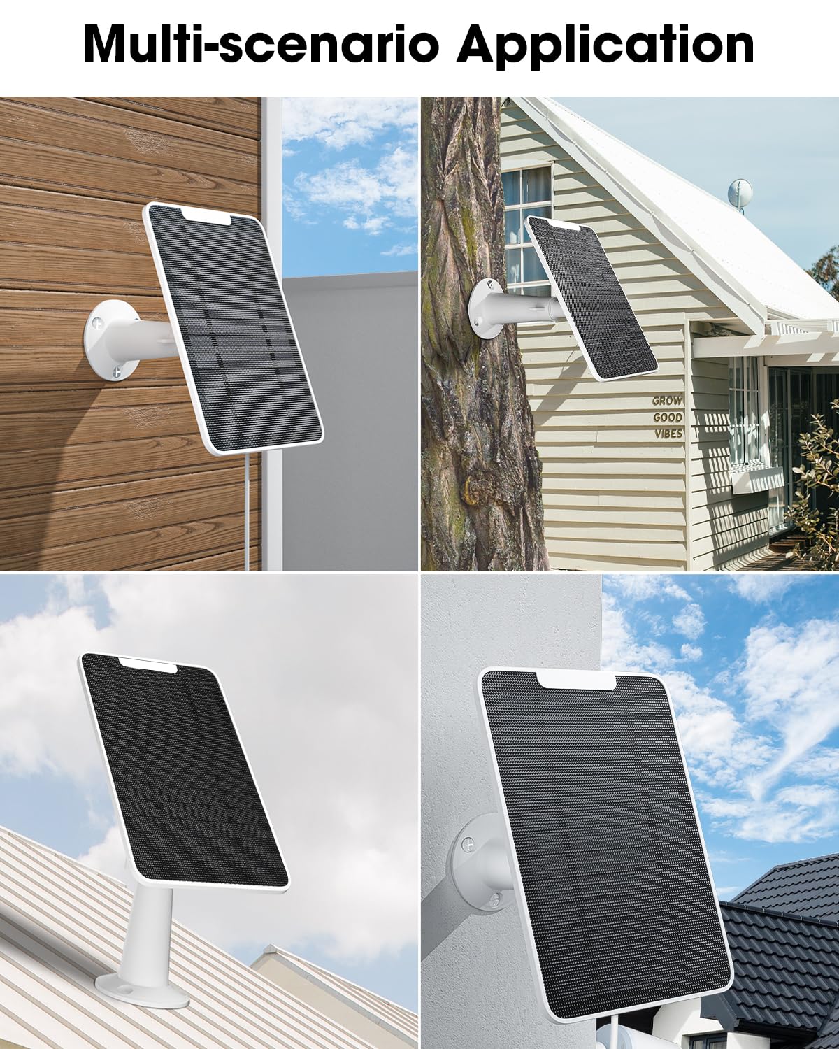 6W Solar Panel Charger Compatible with Google Nest Camera Outdoor & Indoor (Battery Version), Solar Power for Google Nest Cam, IP65 Weatherproof, w/Secure Wall Mount & Screwdriver, 13ft Cable, 2 Pack