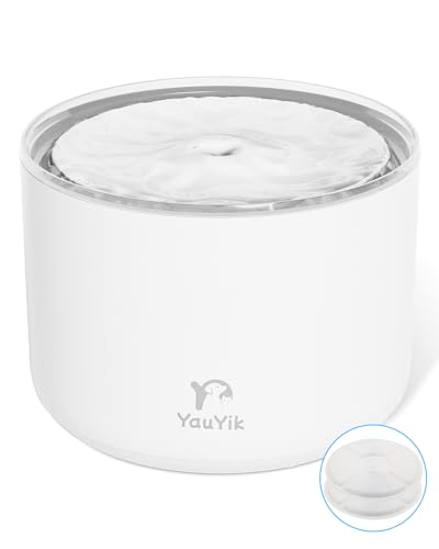YauYik Cat Water Fountain, 57 oz/1.7L Automatic Pet Water Fountains with Wireless Pump, Pet Water Fountain for Cats and Dogs with Smart LED Light, Ultra Quiet & Multi-Filtration