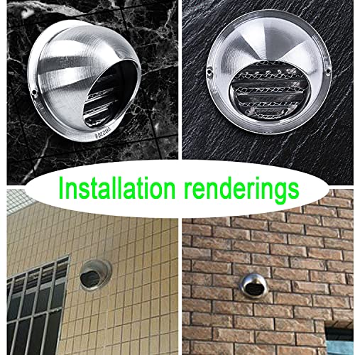 MBROS Wall Vent Outlet, Roof Ventilator, Louvered Vent Hood, 70mm, 80mm, Fine Workmanship, Simple Style, The Top is Hemispherical, Ideal for Bathroom Exhaust Fans, Kitchen Hoods, Garages, Sheds