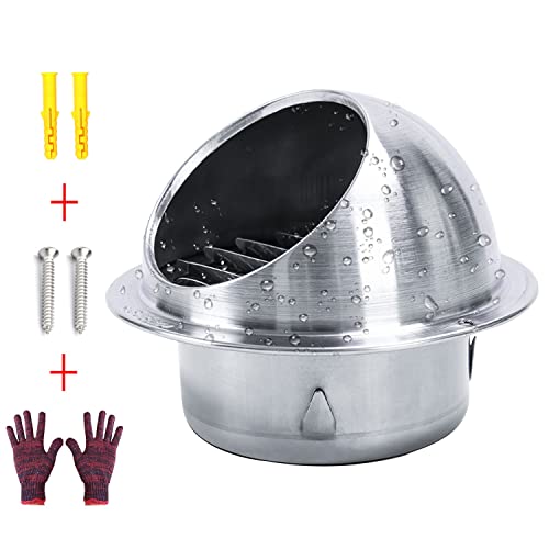 MBROS Wall Vent Outlet, Roof Ventilator, Louvered Vent Hood, 70mm, 80mm, Fine Workmanship, Simple Style, The Top is Hemispherical, Ideal for Bathroom Exhaust Fans, Kitchen Hoods, Garages, Sheds