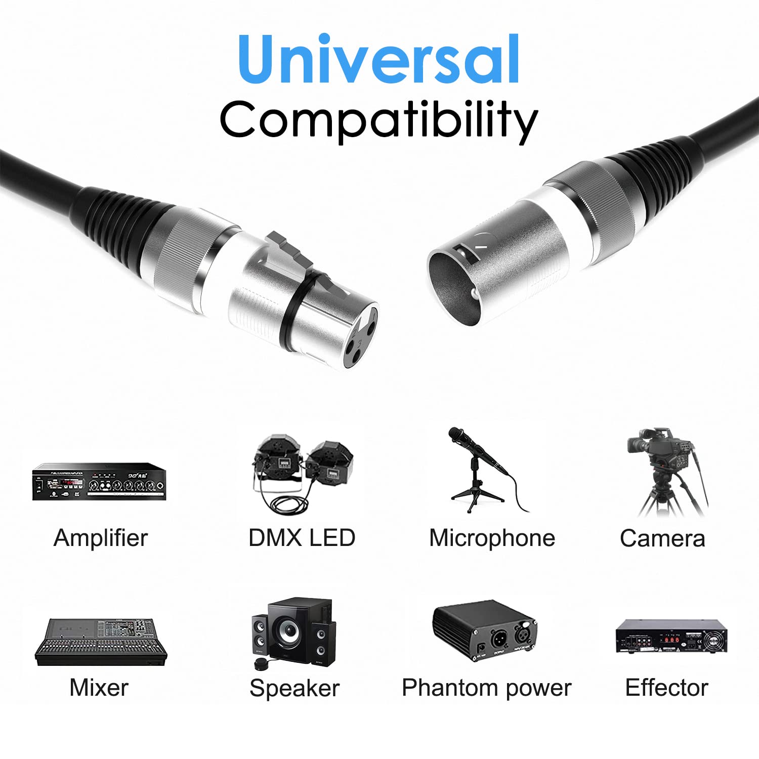 Dacimora Bundled Products of 4 Channel 3-Pin Multi Network Snake Receiver and 2-Pack 100FT XLR Microphone Cable