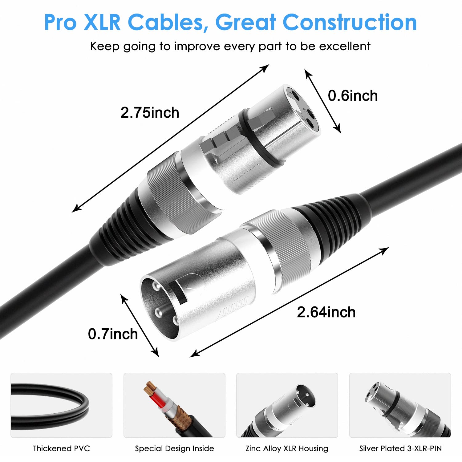 Dacimora Bundled Products of 4 Channel 3-Pin Multi Network Snake Receiver and 2-Pack 100FT XLR Microphone Cable