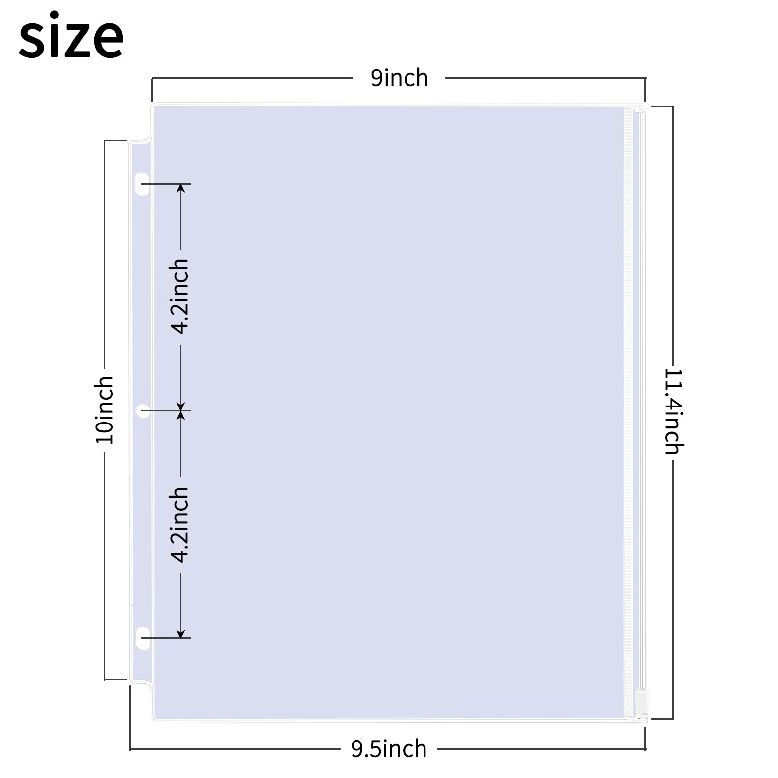 12 Packs Letter Size Binder Pockets, 3 Holes 11.4in x 9.5in Zipper Binder Folders for 3 Ring Binder, Waterproof Clear PVC Binder Pouch Loose Leaf Filing Document Bag