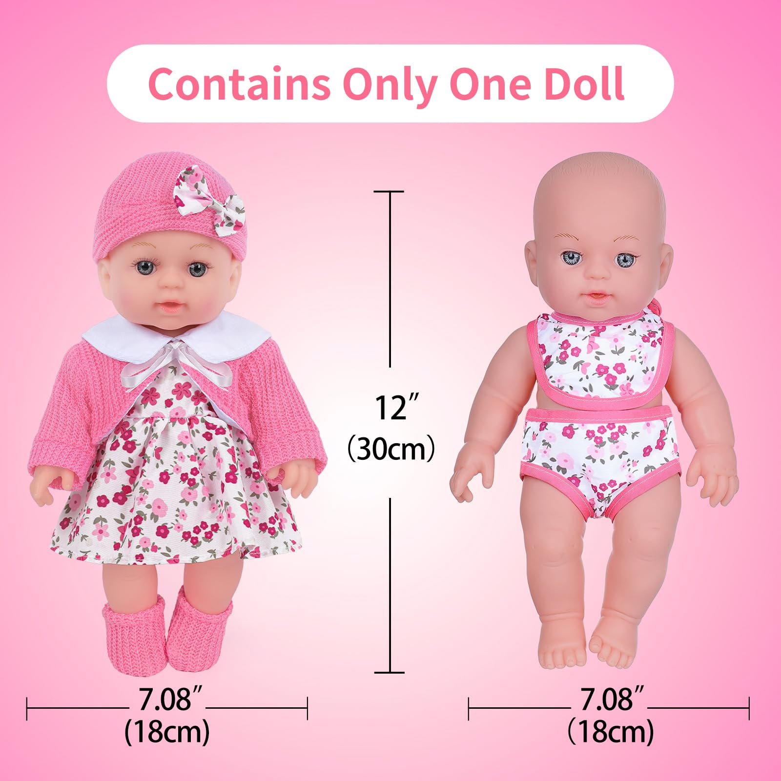 ZNTWEI 12 Inch Baby Doll Playset with Reborn Baby Dolls Clothes and Accessories Including Bottles, Nipple, Diaper, Bib, Underpants