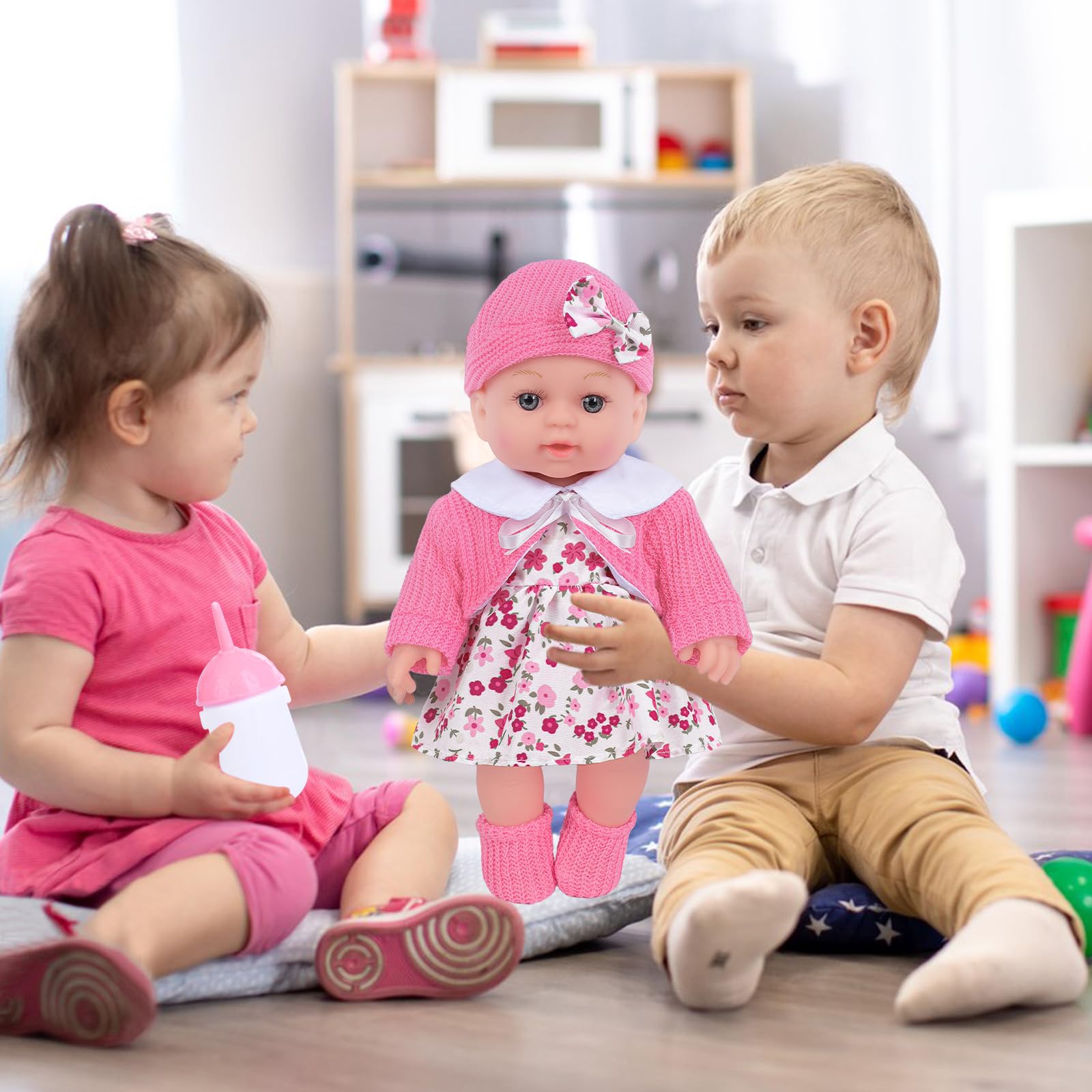 ZNTWEI 12 Inch Baby Doll Playset with Reborn Baby Dolls Clothes and Accessories Including Bottles, Nipple, Diaper, Bib, Underpants