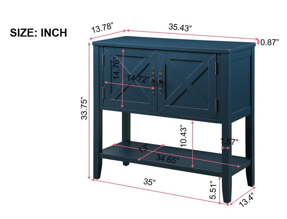 INMOZATA Console Table for Living Room, Narrow Entryway Tables for Foyer Wood Cabinet with Storage and Shelf, Sofa Table for Coffee Bar, Kitchen, Hallway, Dining,Navy Blue