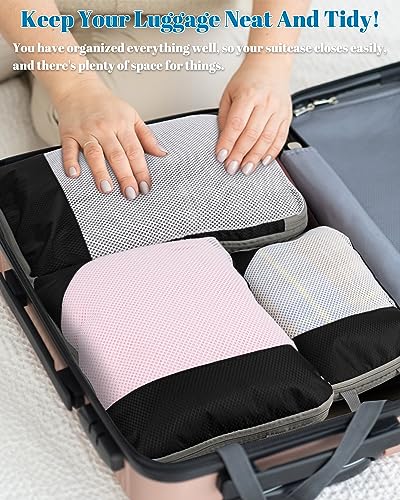 Instraella Compression Packing Cubes for Suitcases, 11 Set Packing Cubes Travel Accessories With 3 Compressible Packing Cubes, Travel Makeup Bag, Shoe Bag, Cable Organizer Bag For Carry On Luggage