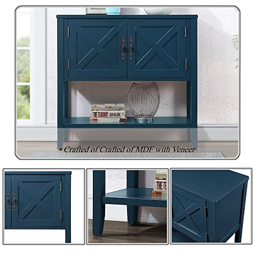 INMOZATA Console Table for Living Room, Narrow Entryway Tables for Foyer Wood Cabinet with Storage and Shelf, Sofa Table for Coffee Bar, Kitchen, Hallway, Dining,Navy Blue