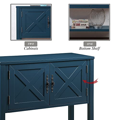 INMOZATA Console Table for Living Room, Narrow Entryway Tables for Foyer Wood Cabinet with Storage and Shelf, Sofa Table for Coffee Bar, Kitchen, Hallway, Dining,Navy Blue