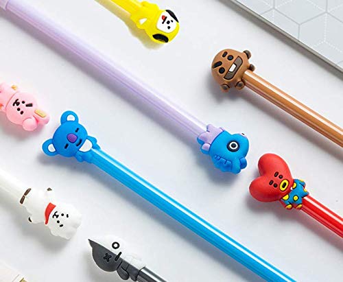 BTS Cartoon Animal Pens Black Ink Writing Pen Set Plastic Creative Gel Pens Office School Children Gift Stationery Supplies Set(8PCS)