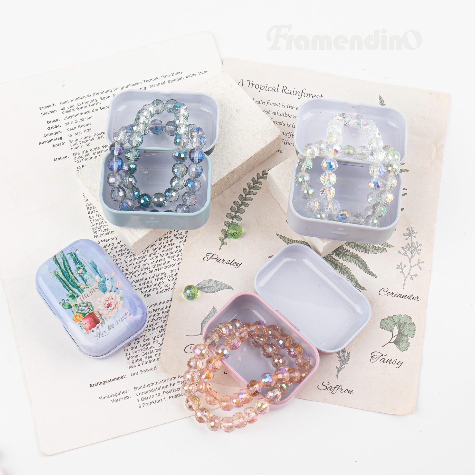 Framendino, 5 Pack Mini Trinket Coin Box Cactus Tin Containers with Lid for Jewelry Storage Case (Random Color)