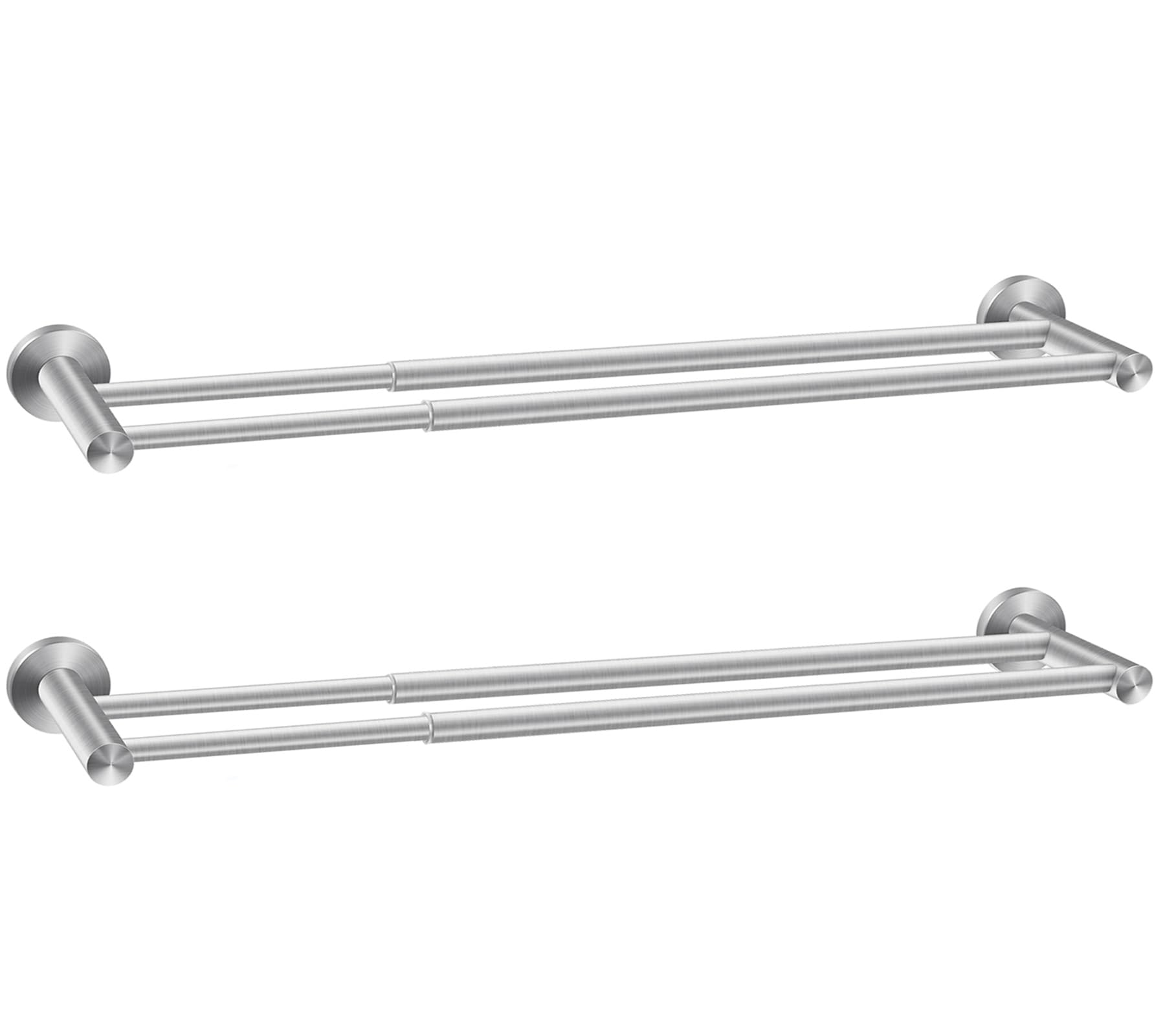2PCS Double Adjustable Brushed Nickel Towel Bar 17 to 27 Inch, SUS304 Stainless Steel Towel Rack Wall Mounted