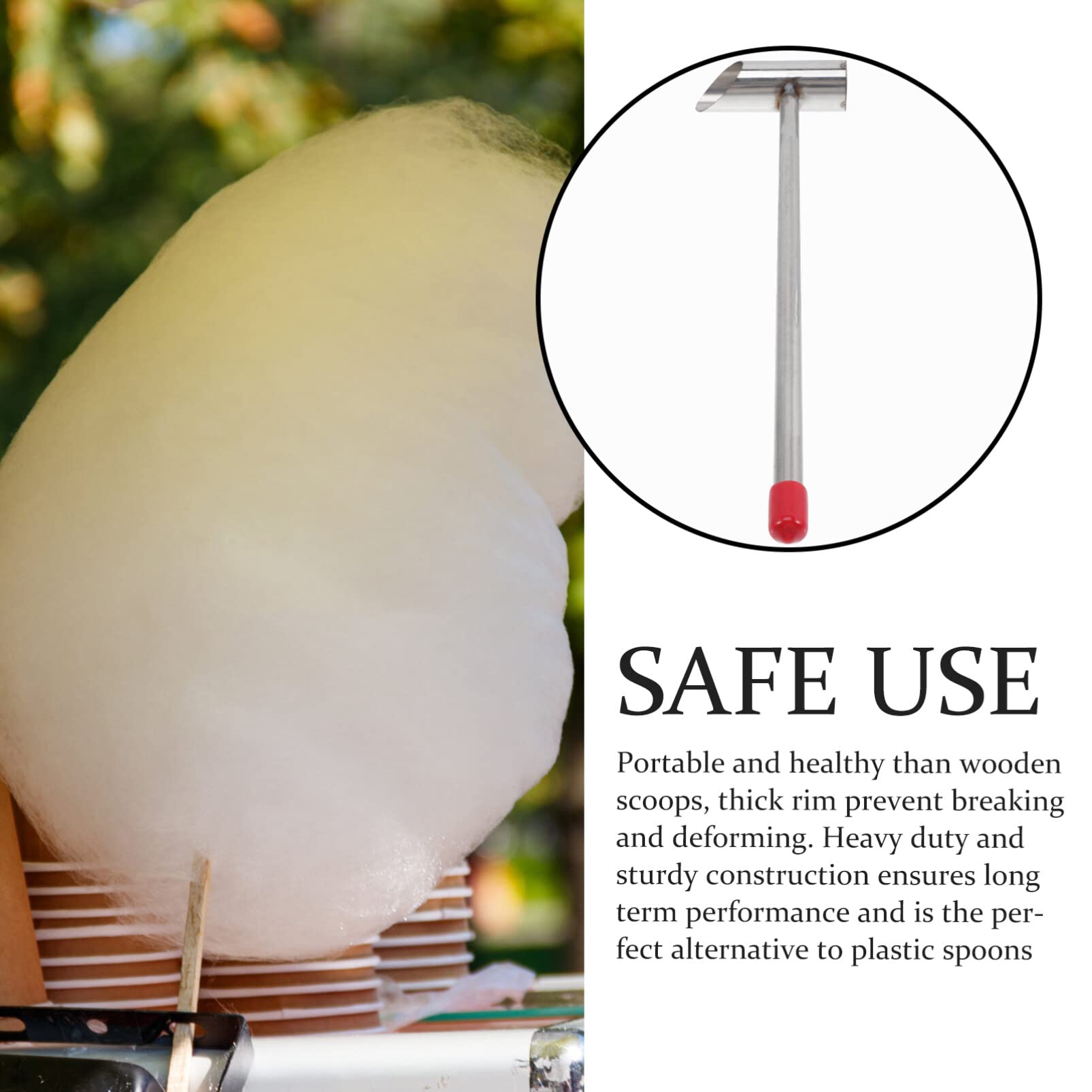 Luxshiny Marshmallow Spoon Sugar Spoon Long Handle Stainless Steel Cotton Candy Scoop for Cotton Candy Floss Machine Marshmallow Machine Spare Parts