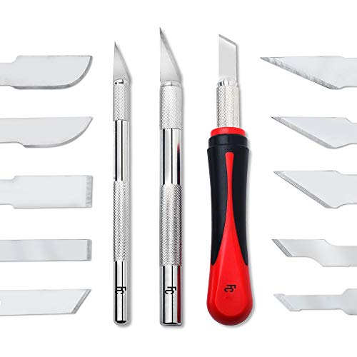 Fancii Precision Craft Knife Set 16 Pieces - Professional Razor Sharp Knives for Art, Hobby, Scrapbooking and Sculpture β Includes Stencil, Fine Point, Scoring, Chiseling Blades