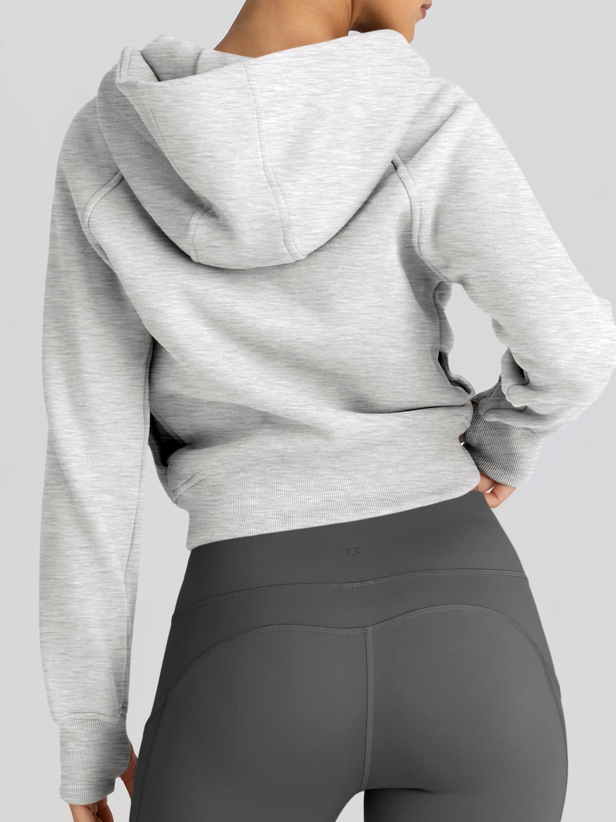 Trendy Queen Womens Zip Up Hoodies Jackets Cropped Sweatshirts Fleece Fall Outfits Casual Comfy Y2k Tops Winter Clothes 2025 Grey L