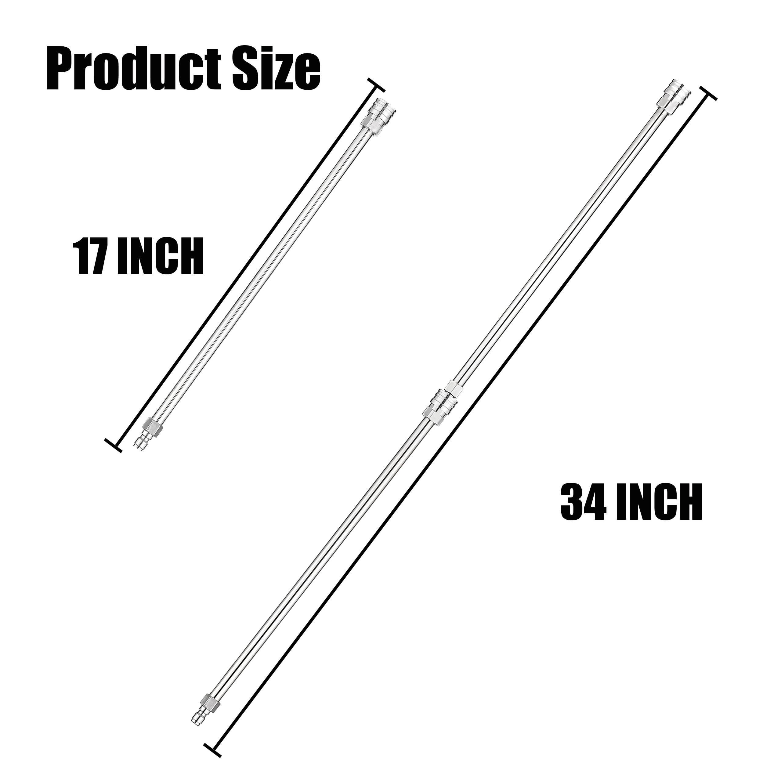 JOEJET Stainless Steel Pressure Washer Extension Wand 17 Inch, Pressure Washer Couplers