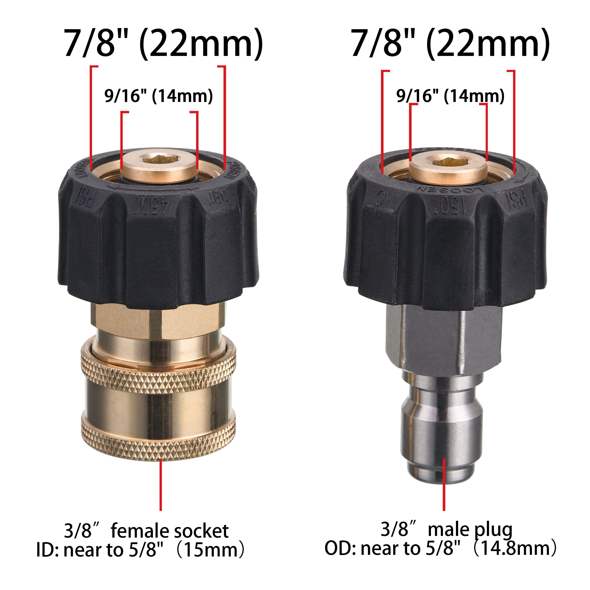 JOEJET Stainless Steel Pressure Washer Extension Wand 17 Inch, Pressure Washer Couplers