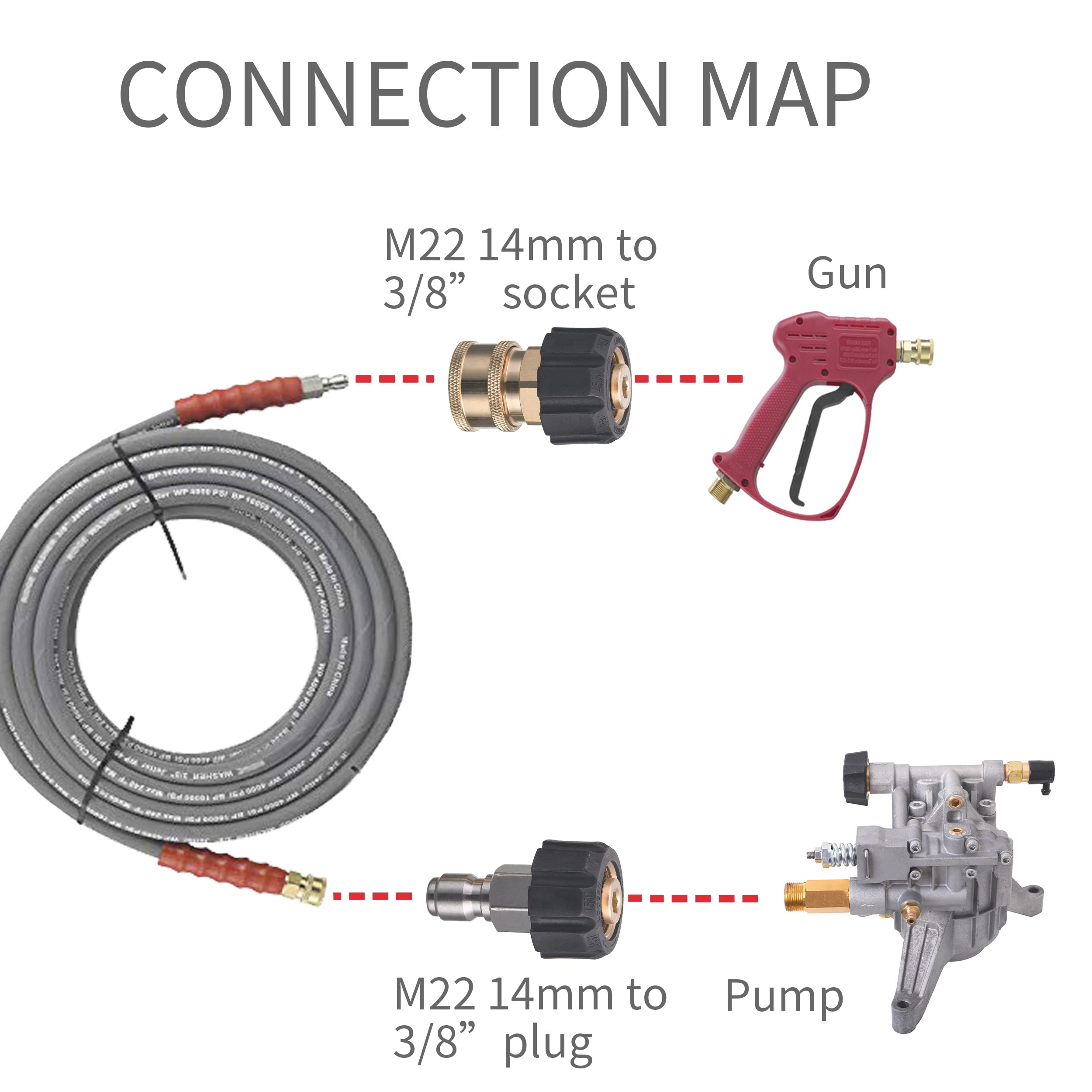 JOEJET Stainless Steel Pressure Washer Extension Wand 17 Inch, Pressure Washer Couplers