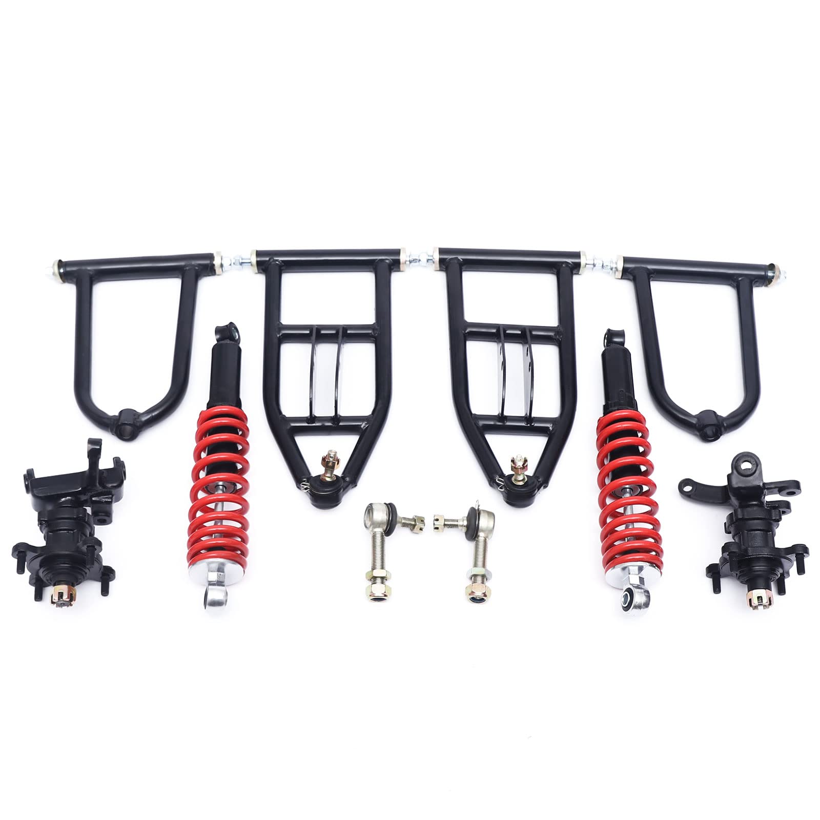 Cutycaty Arm Upper&Lower Swingarm Steering Kit For electric ATV, Go Kart Front Suspension Kit Front Suspension Swingarm Assembly, Metal DIY Parts For Quad Bike 340mm