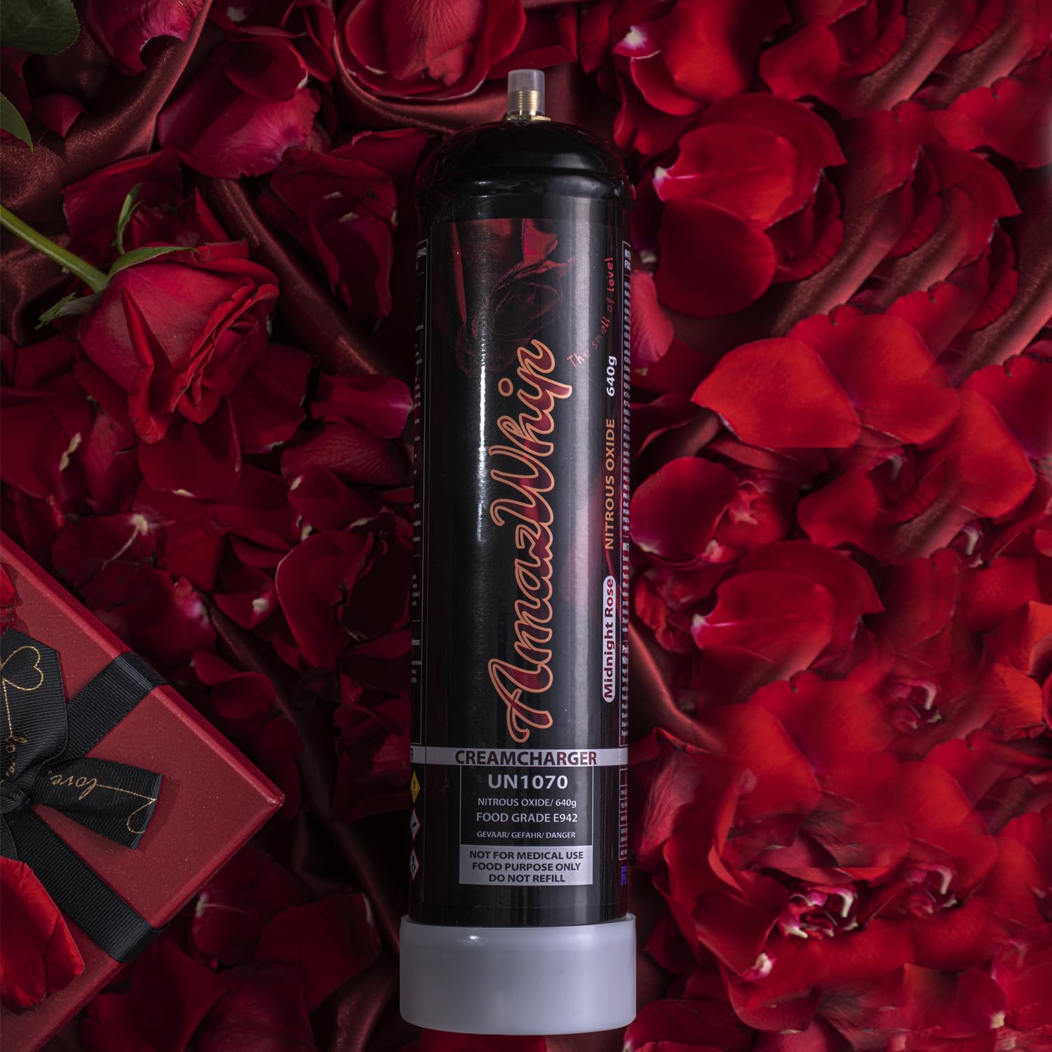 AMAZWHIP 640g, 0.95L Fresh and Pure Rose Fragrance Cream Charger (1 cylinder-rose)