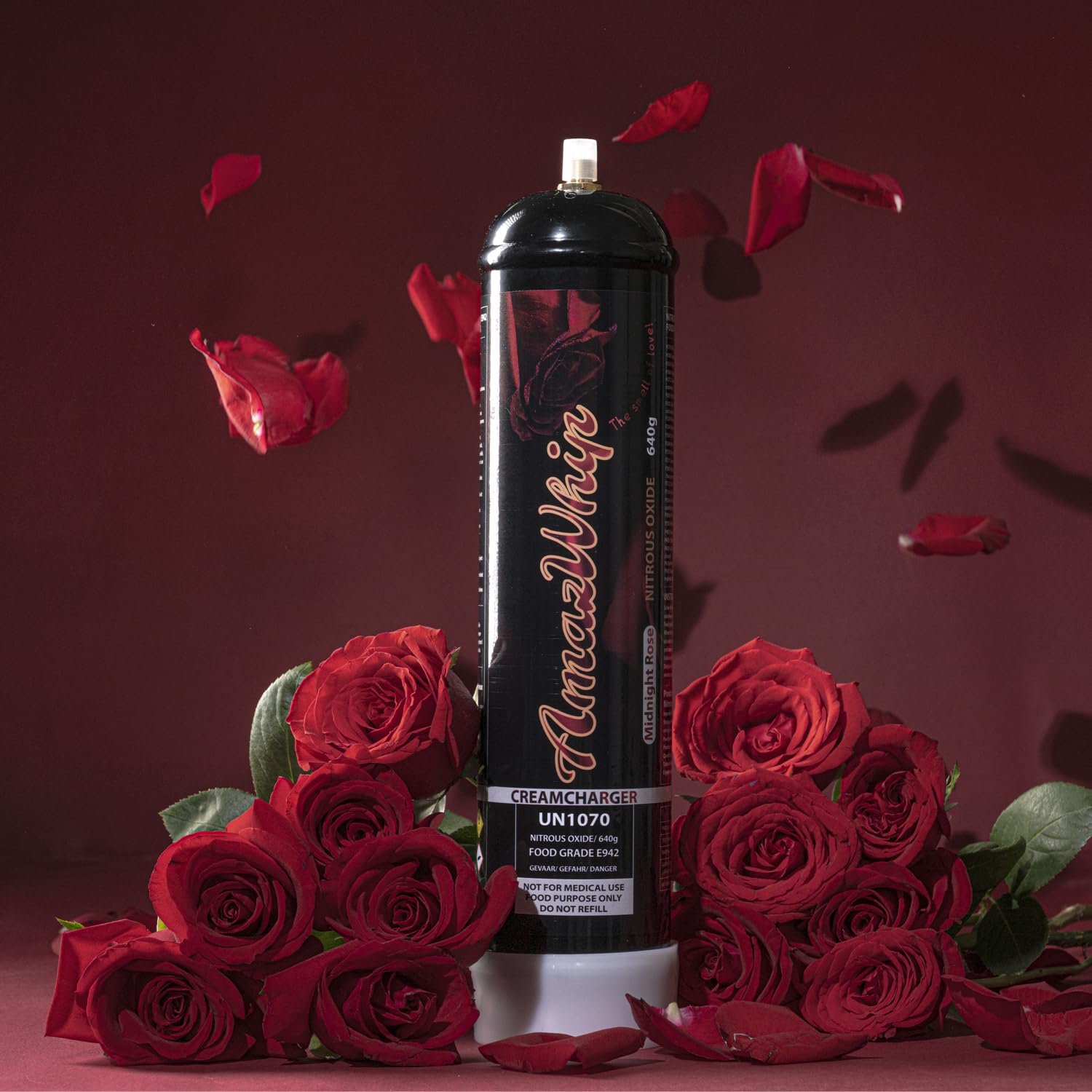 AMAZWHIP 640g, 0.95L Fresh and Pure Rose Fragrance Cream Charger (1 cylinder-rose)