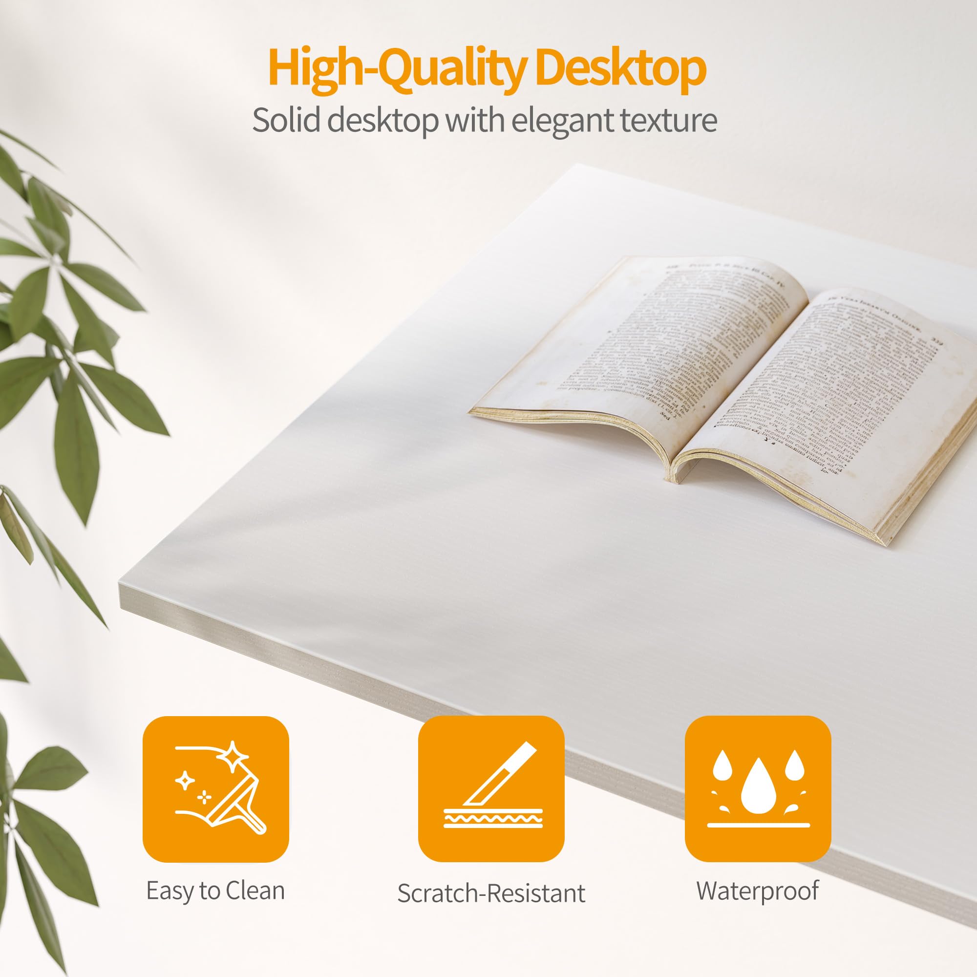 CubiCubi Computer Desk with Drawers, 47 Inch Reversible Office Desk with Monitor Stand and Storage Shelves, Work Writing Study Desk Table for Home, White