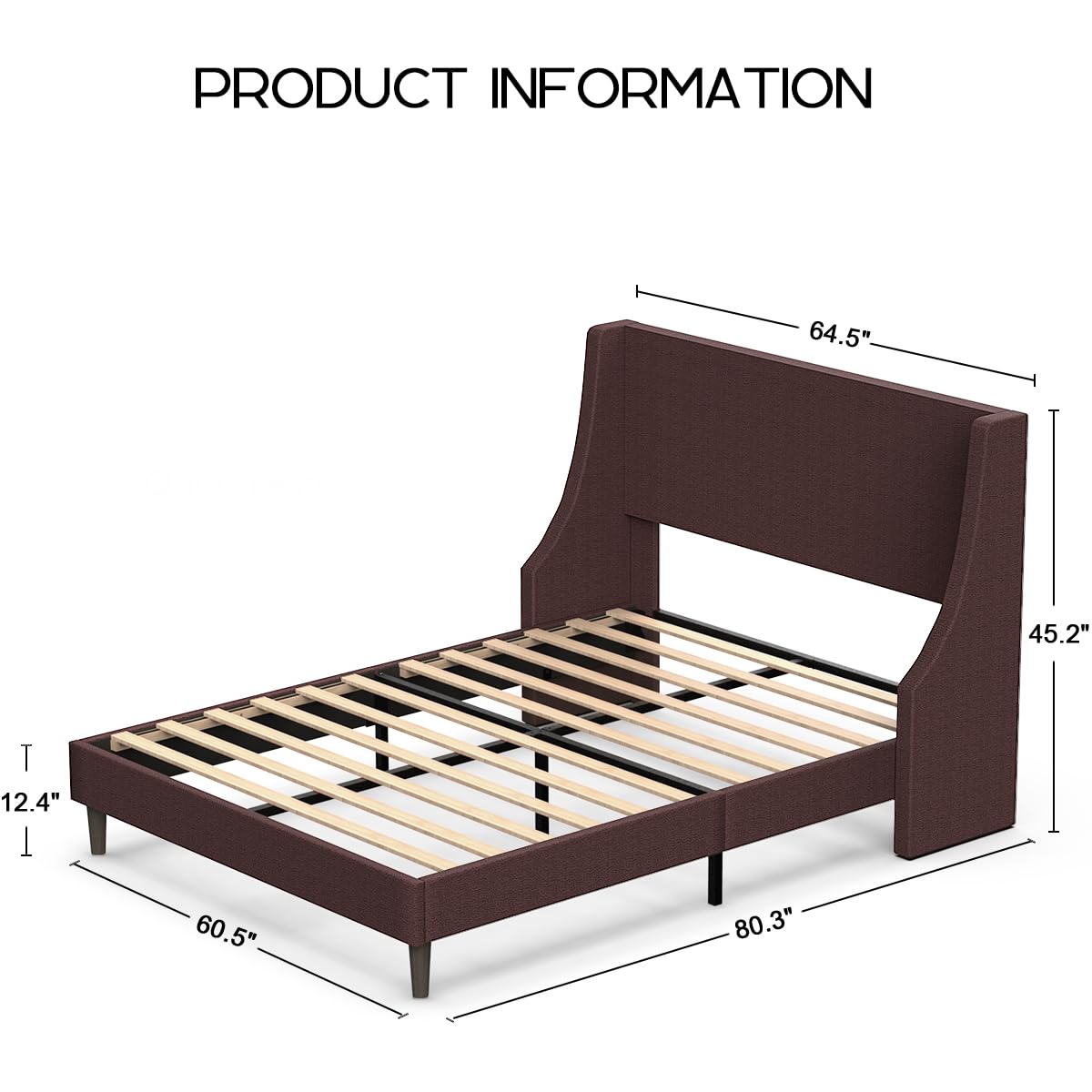 Akeacubo Bed Frame with Button Tufted Headboard,Faux Leather Upholstered Mattress Foundation,Platform Bed Frame,Wooden Slat Support,No Box Spring Needed,Easy Assembly (05, Queen)