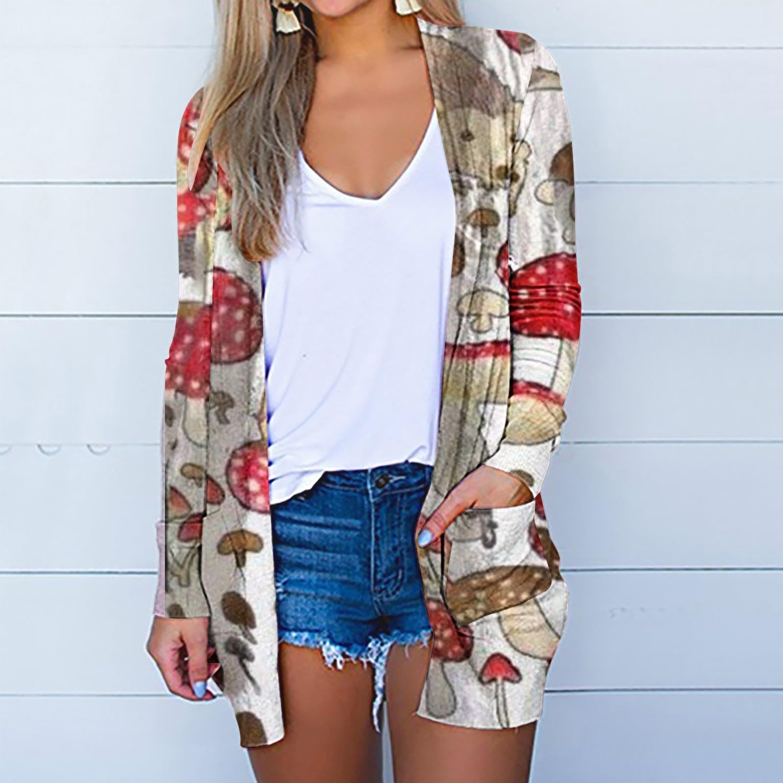 Women's 2023 Fall Fashion Cardigan Sweater Lightweight Open Front Casual Long Cardigans Outfits with Pockets Fall Tops