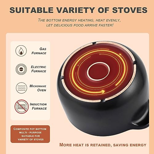 Aroplor Casserole Clay Pot Premium Ceramic Bowls With Lid Heat-Resistant Cooking Nonstick Stock Pot Soup Pot Cookware Stovetop Easy To Clean(Orange 2.65Quart,2500ml)2~6 People (Oranger)