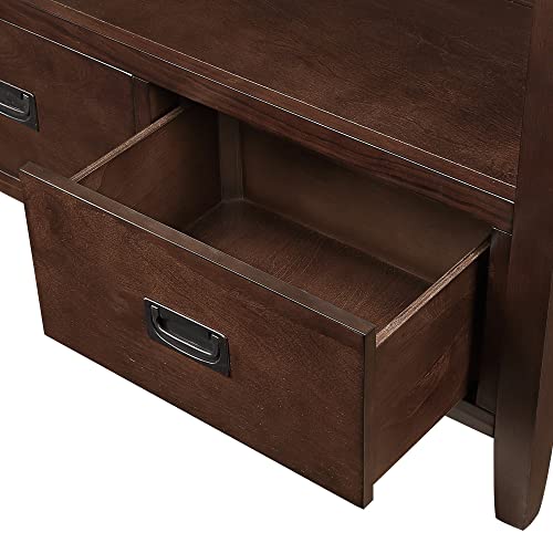 INMOZATA 36 Inch Farmhouse Console Table Sofa Table with 4 Drawers and 1 Storage Shelf Pine Wood Material for Entryway Entrance Living Room Bedroom Hallway Kitchen,Espresso