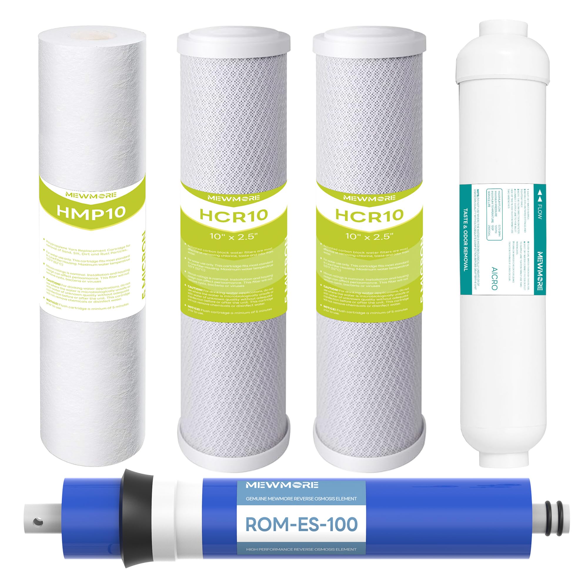 MewMore 5 Stage 100 GPD RO Water Filter Replacement Set, Fit for APEC Reverse Osmosis System (Essence & Ultimate Series), 1/4" Output