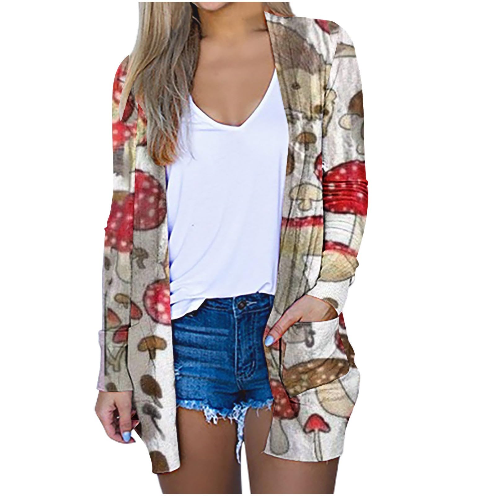 Women's 2023 Fall Fashion Cardigan Sweater Lightweight Open Front Casual Long Cardigans Outfits with Pockets Fall Tops