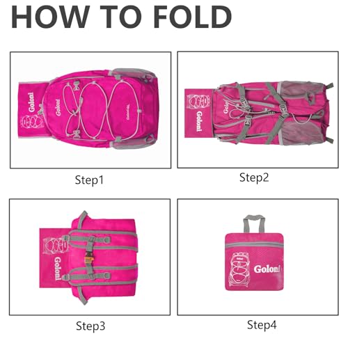Goloni Ultra Lightweight Packable Backpack 40L - Foldable Hiking Backpack Water Resistant Small Foldable Daypack for Travel,Pink