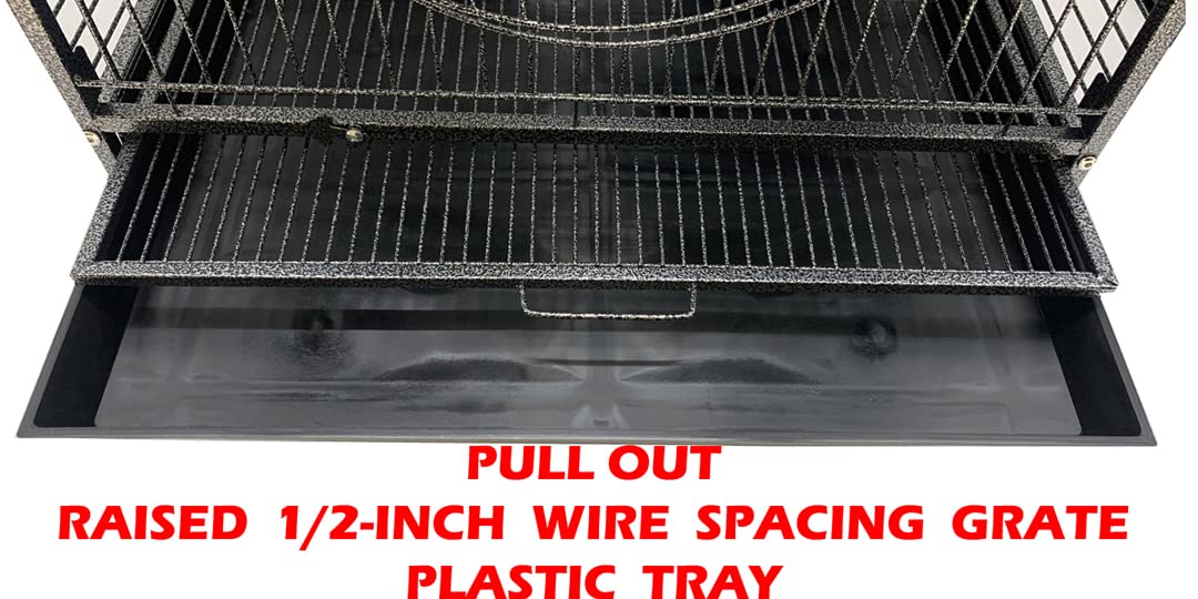 37-inch Metal Ferret Chinchilla Small Animals Hutch Rolling Cage Squirrel/Guinea Pig/Kitten/Rabbit Pet with 2 Front Doors for Indoor Outdoor Solid Plastic Platfroms and Ladders
