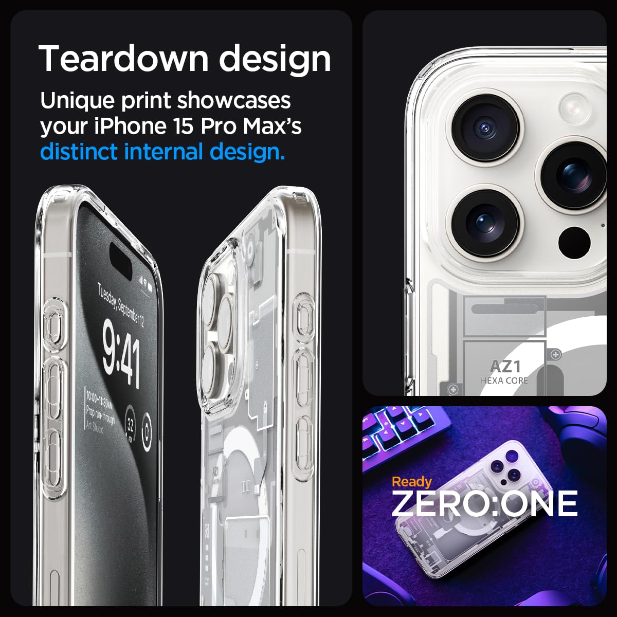 Spigen Ultra Hybrid MagFit Designed for iPhone 15 Pro Max Case (2023) [Anti-Yellowing] [Military-Grade Protection] Compatible with MagSafe - Zero One White