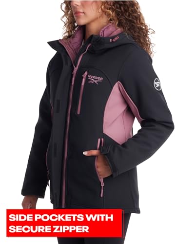 Reebok Women’s Winter Coat – Waterproof Windbreaker Jacket with Removable Puffer Coat – System Jacket for Women (S-XL), Size X-Large, Black