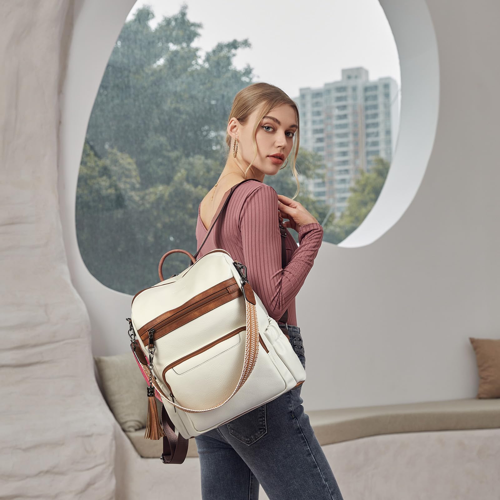 BOSTANTEN Crossbody Bags for Women Small Purses Womens Backpack Purse Leather Travel Backpack
