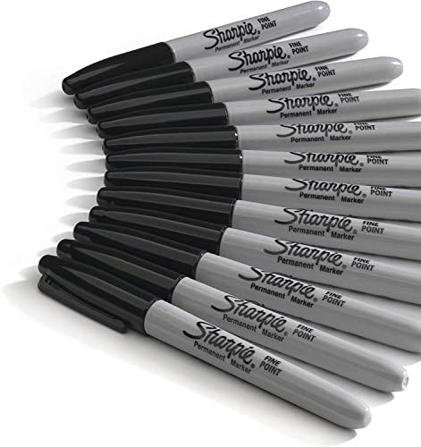 Permanent Markers , Black Fine Point Permanent Markers, 24-Count (2 X Box's of 12), Waterproof, Non-Fading Marker Pen Set
