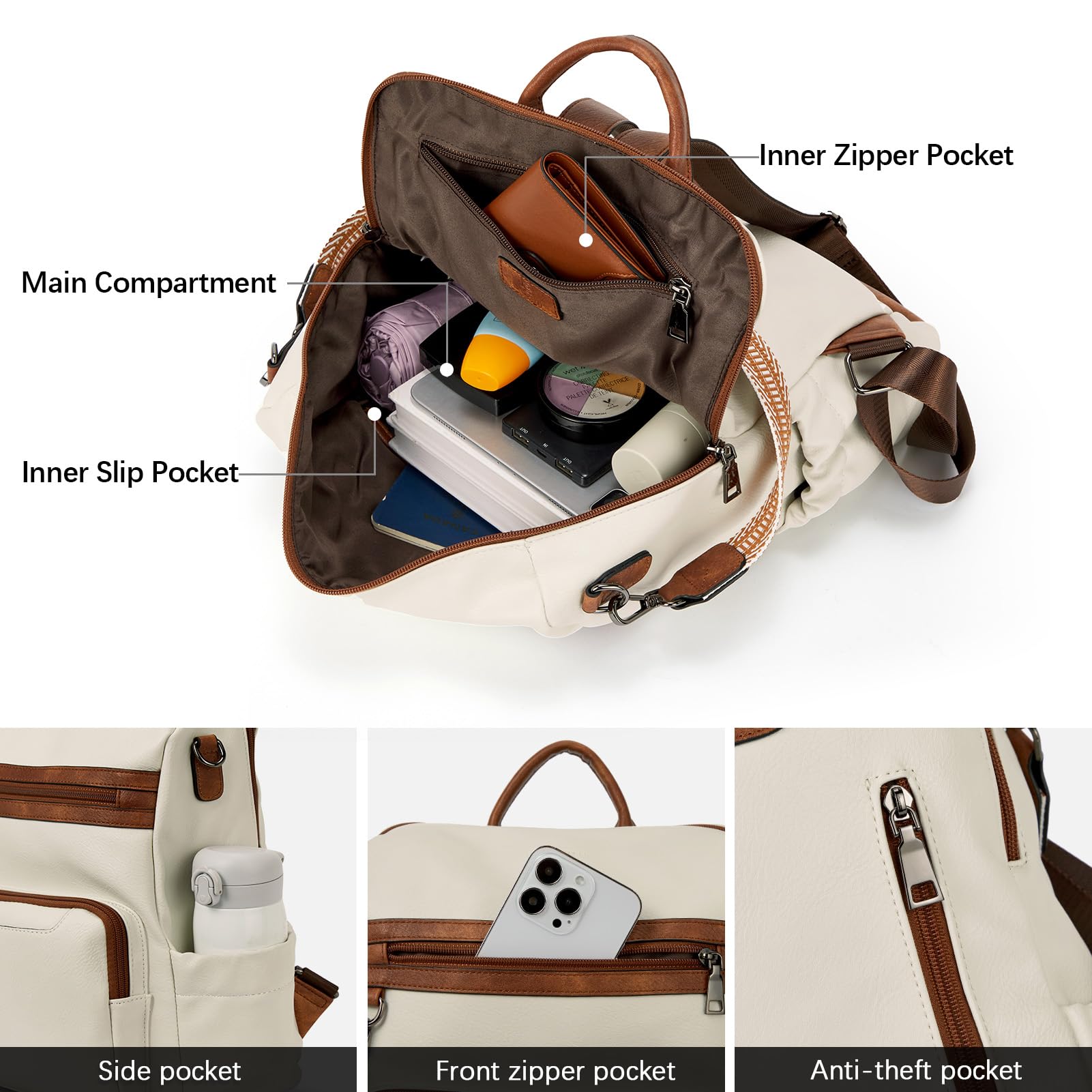 BOSTANTEN Crossbody Bags for Women Small Purses Womens Backpack Purse Leather Travel Backpack