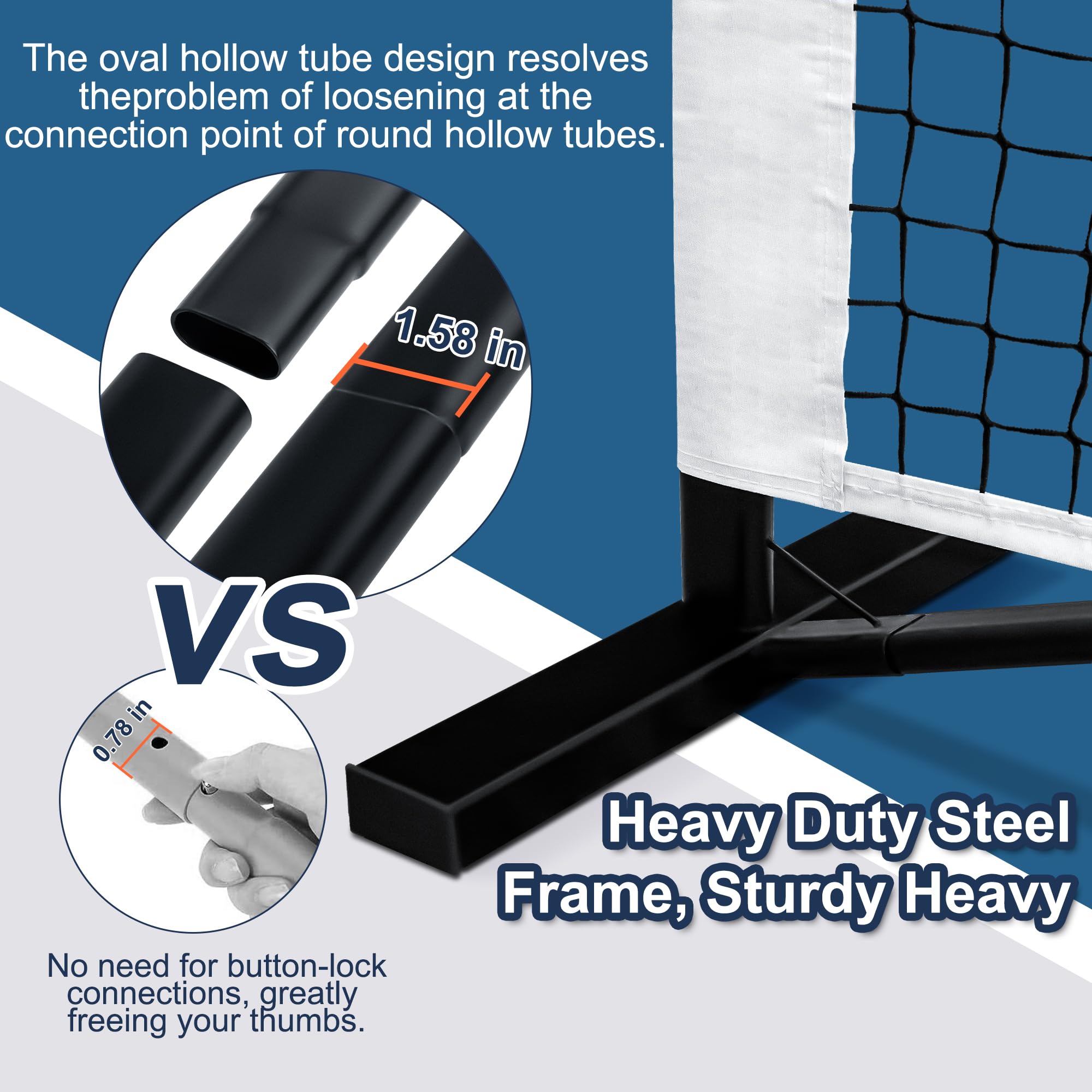 LAOFEIXIE Portable Pickleball Net, Heavy-Duty 22 FT Regulation Size Pickle Ball Net Portable Outdoor with Steady Metal Frame and Strong PE Net, Portable Pickleball Net for Driveway with Carrying Bag