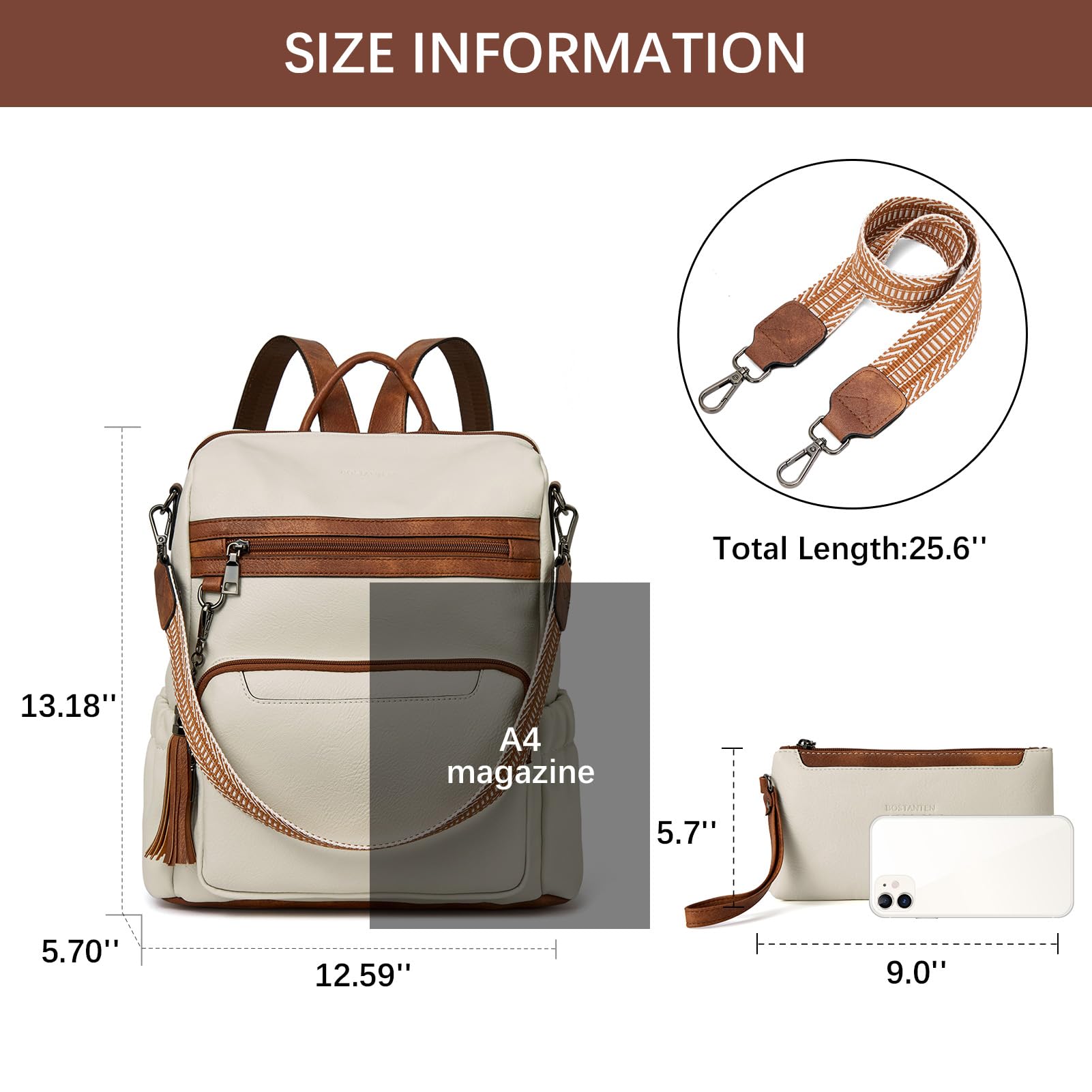 BOSTANTEN Crossbody Bags for Women Small Purses Womens Backpack Purse Leather Travel Backpack
