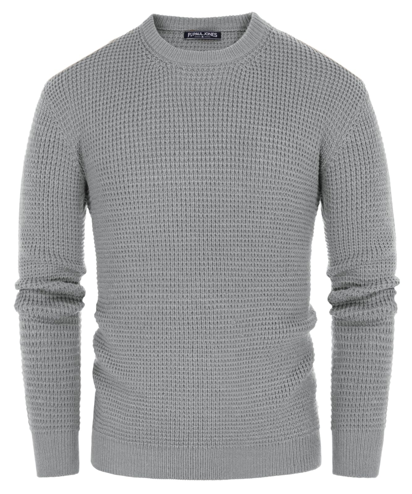PJ PAUL JONES Crew Neck Sweater for Men Cable Knit Waffle Pullover Thermal Sweaters Grey XXL