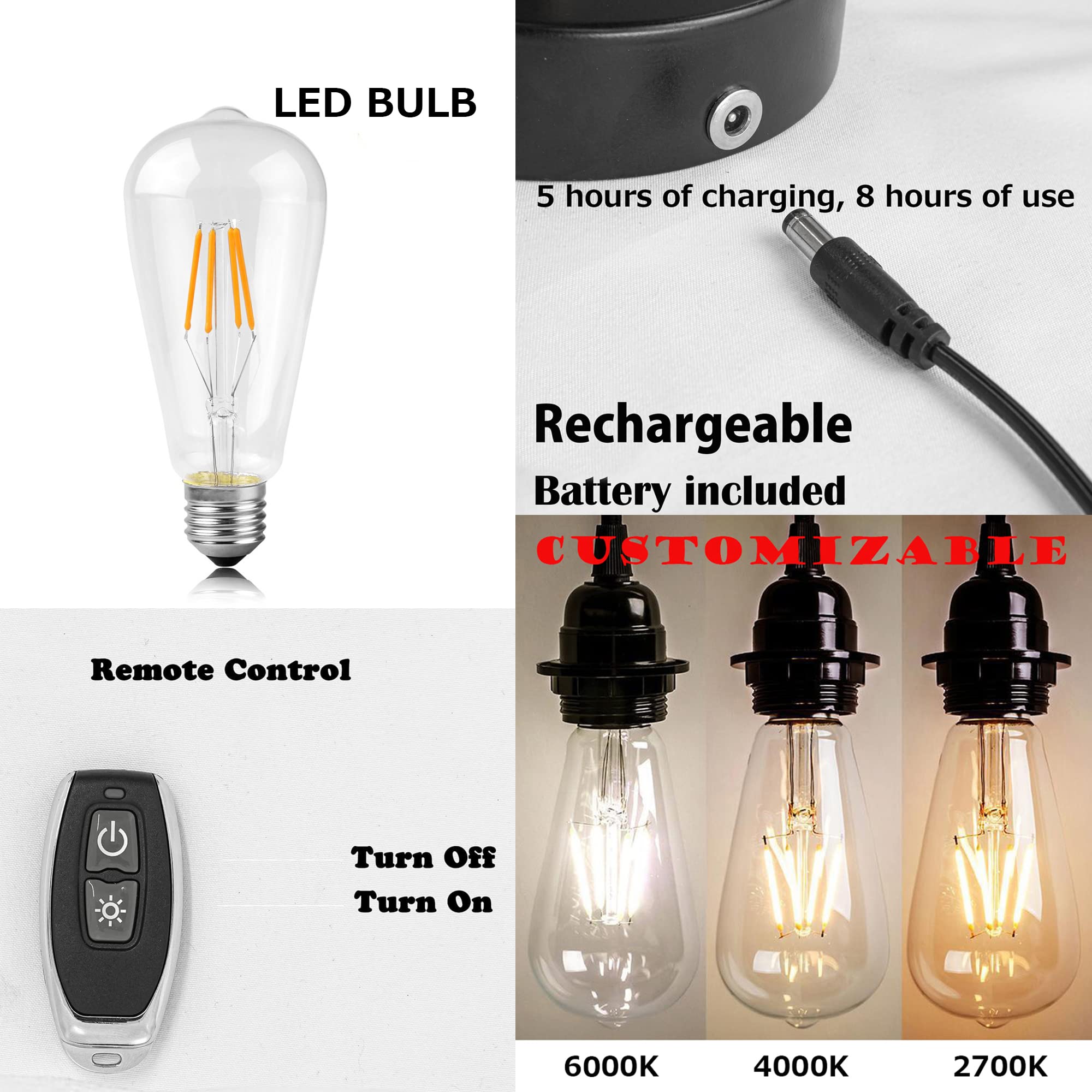 SKIVTGLAMP Industrial Wall Sconce Rechargeable Battery Operated LED Picture Lights with Remote, Cordless E26 LED Two-Heads Black Wall lamp Dimmable for Hallway No Drilling Aisle 2 Lights