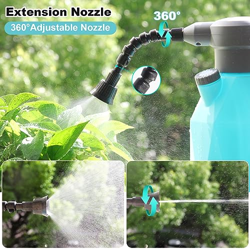 0.5 Gallon/2L Electric Spray Bottle Plant Mister, VAXMAY Electric Sprayer with Adjustable Mist Nozzle and Extension Spout, USB Rechargeable Continuous Spray Bottle for Plants, Fertilizing, Cleaning