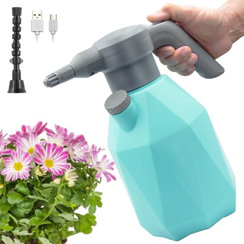 0.5 Gallon/2L Electric Spray Bottle Plant Mister, VAXMAY Electric Sprayer with Adjustable Mist Nozzle and Extension Spout, USB Rechargeable Continuous Spray Bottle for Plants, Fertilizing, Cleaning