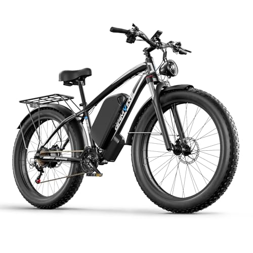 ECOCOGY Electric Bike for Adults 2000W Peak 2500W Motor Ebike with 19.2AH Battery E Bike Up to 40MPH 21 Speed Electric Bicycle, 26" All Terrain Electric Bike Fat Tire with Front Fork Suspension(White)