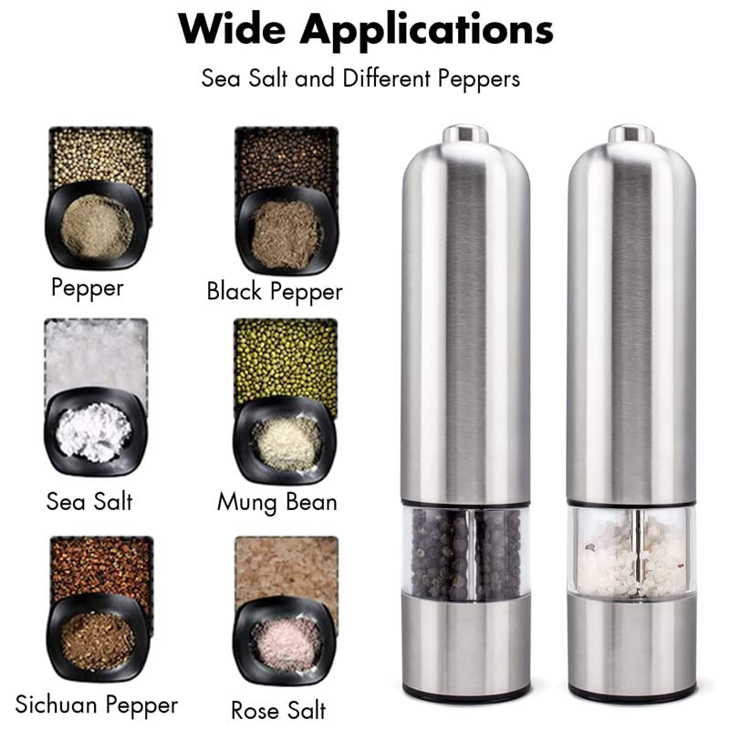 Electric Pepper Grinder,Sea Salt Grinder,Household Multi-Functional Pepper Spice Seasoning Grinding Powder Machine,2-Pack